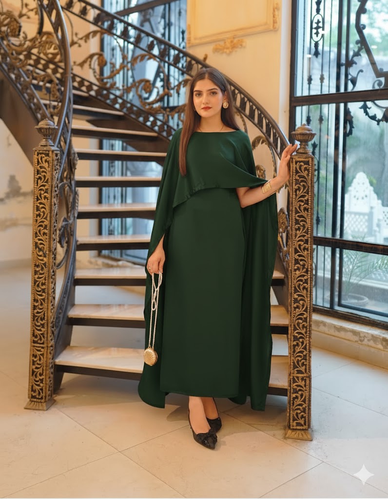 BADAM DARKGREEN CAPE GOWN – Badam